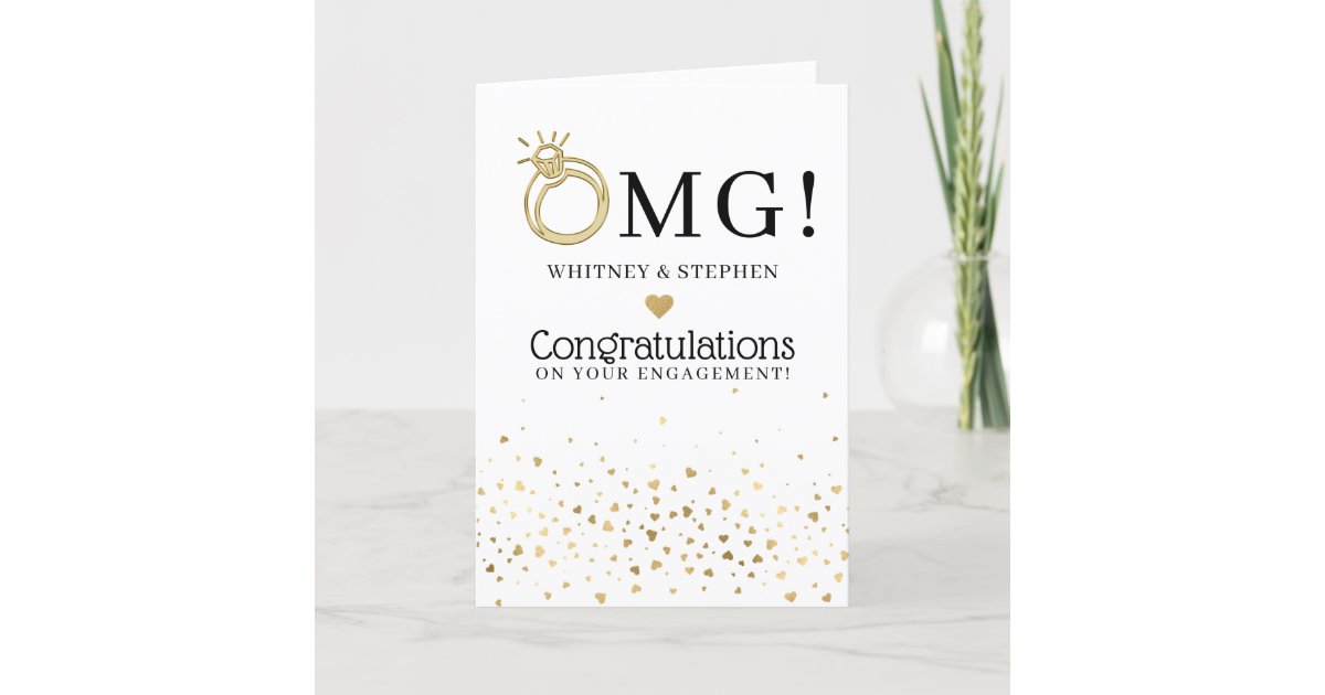 Modern OMG! Congratulations on your Engagement Card | Zazzle