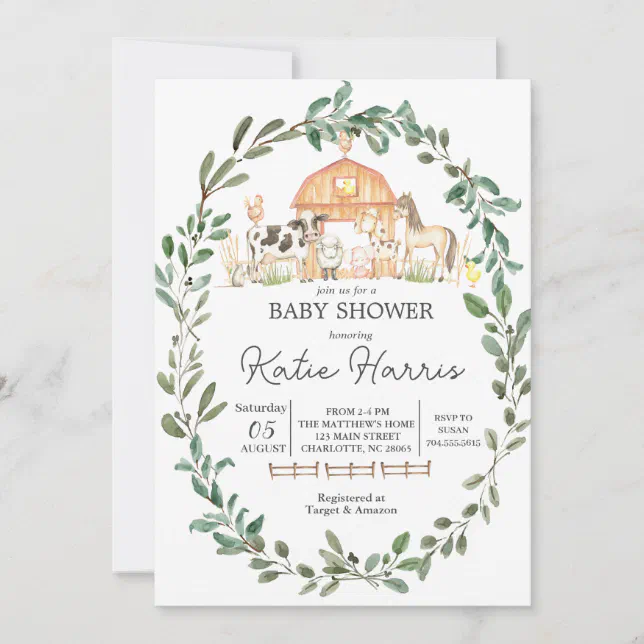 Modern on the Farm Baby Shower Invitation | Zazzle