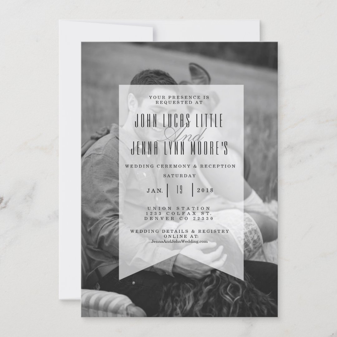 Modern Opaque Banner | Wedding Invitation Photo | Zazzle