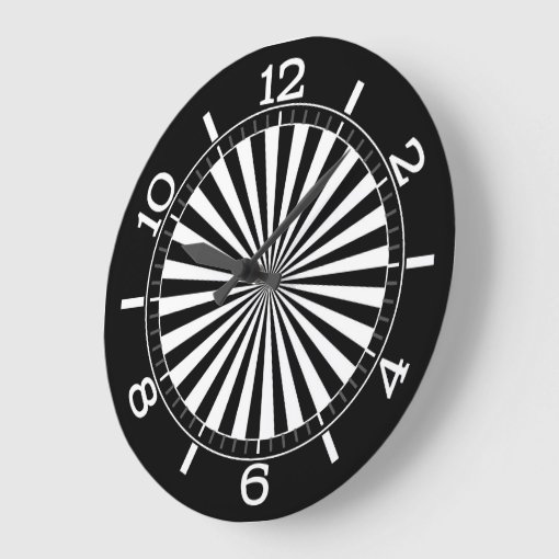 Modern Optical Burst Spinning Wheel Dial Design Large Clock | Zazzle