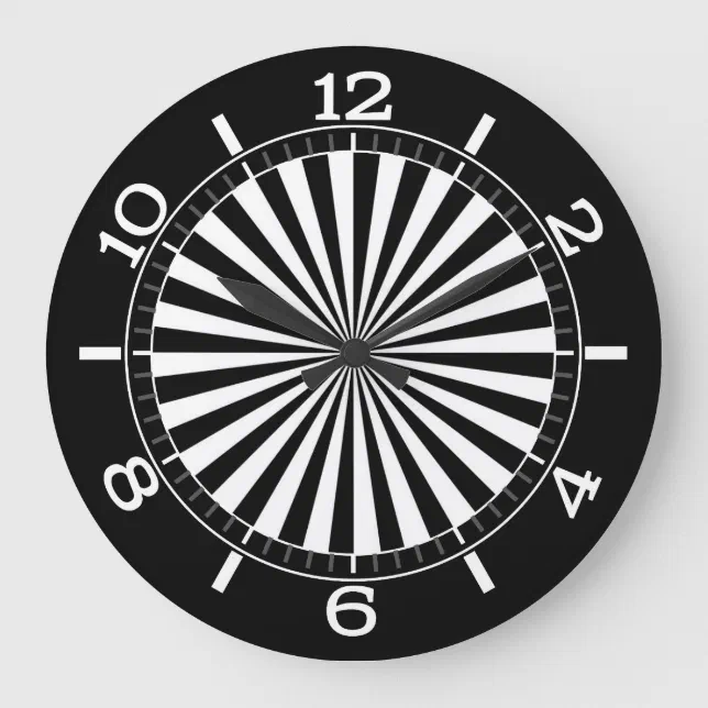 Modern Optical Burst Spinning Wheel Dial Design Large Clock | Zazzle