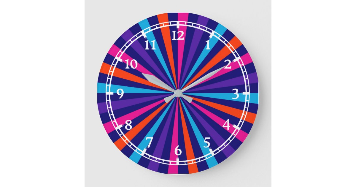 Modern Optical Burst Spinning Wheel Dial Design Large Clock | Zazzle