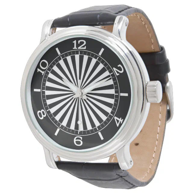 Modern Optical Burst Spinning Wheel Dial Design Watch | Zazzle
