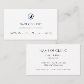 Modern Optometrist Simple Blue Eye Appointment | Zazzle