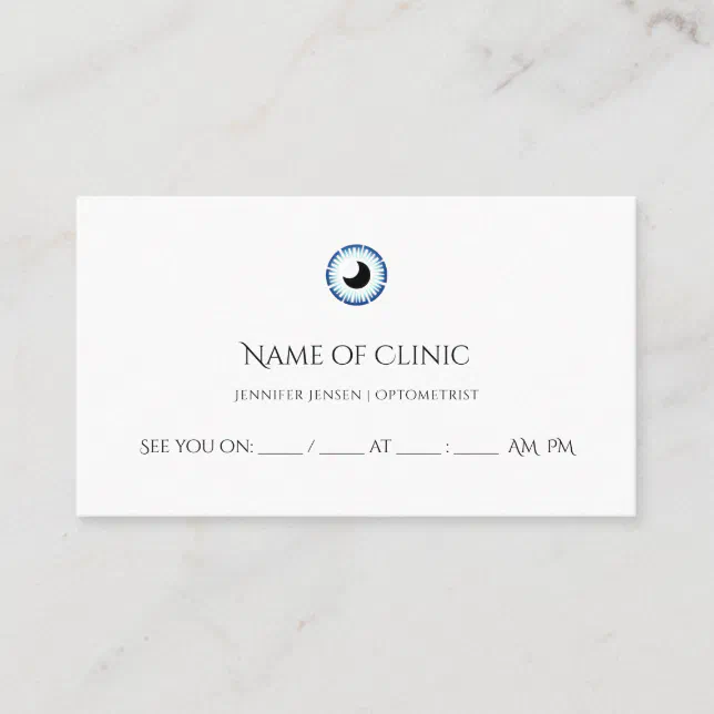 Modern Optometrist Simple Blue Eye Appointment | Zazzle