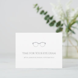 Modern Optometrist Simple Eyeglasses Appointment Postcard | Zazzle