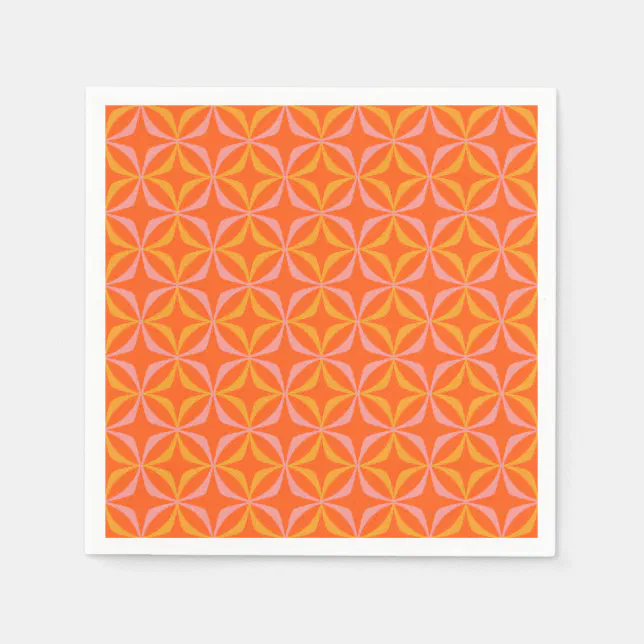 Modern Orange and Yellow Retro Pattern Wedding Napkins | Zazzle