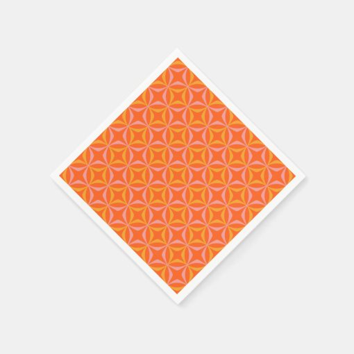 Modern Orange and Yellow Retro Pattern Wedding Napkins | Zazzle