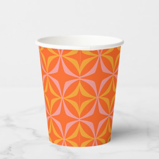 Modern Orange and Yellow Retro Pattern Wedding Paper Cups | Zazzle