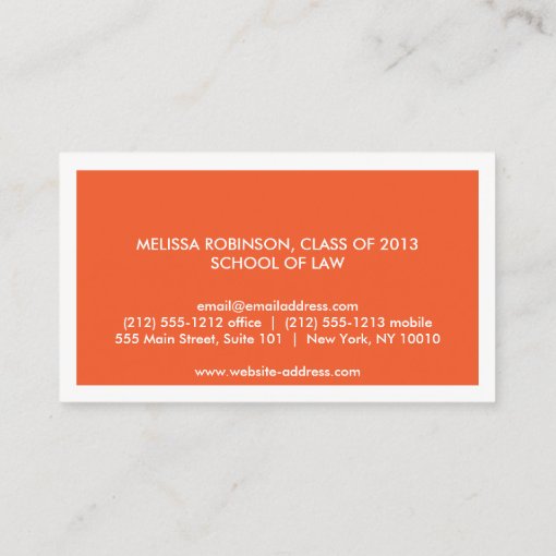 MODERN ORANGE BUSINESS CARD FOR COLLEGE STUDENTS | Zazzle