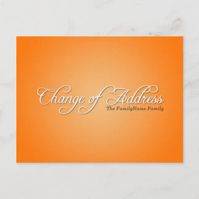 Modern Orange Change of Address Postcard | Zazzle