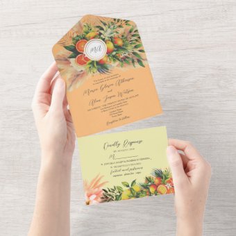 Modern Orange Citrus Fruit Wedding All In One Invitation | Zazzle
