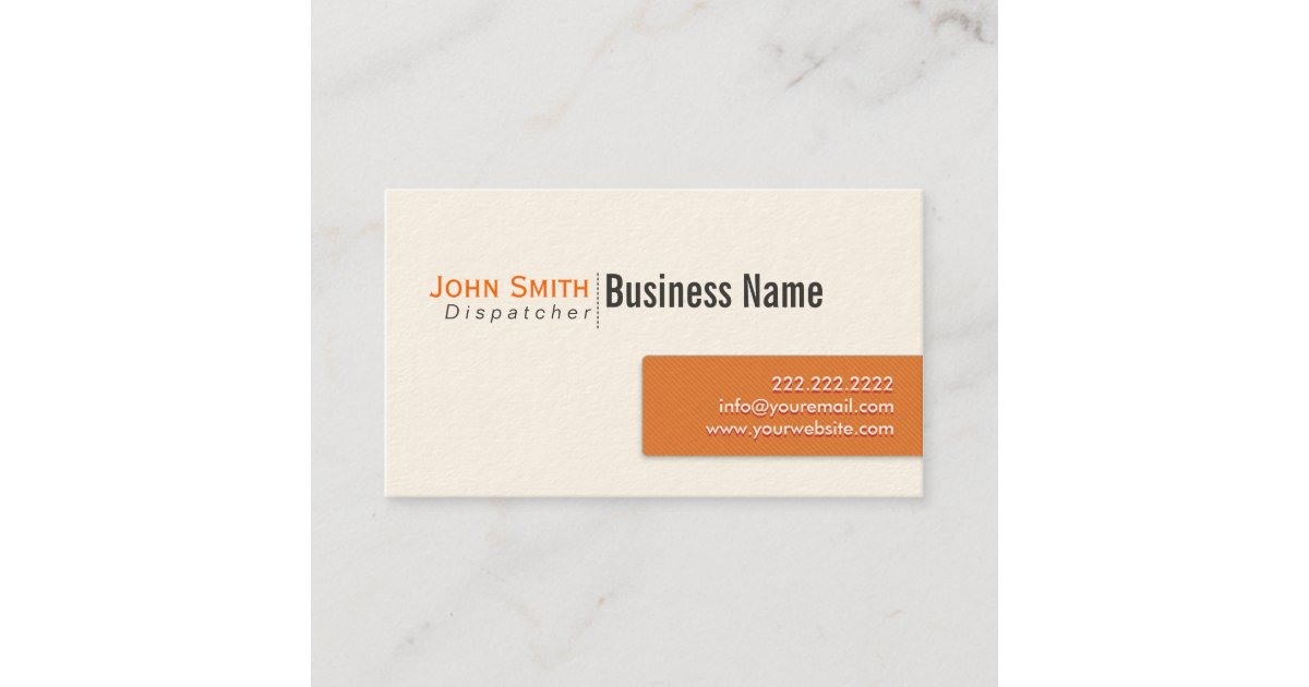 Modern Orange Label Dispatcher Business Card | Zazzle