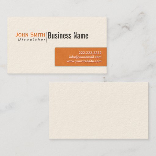 Modern Orange Label Dispatcher Business Card | Zazzle