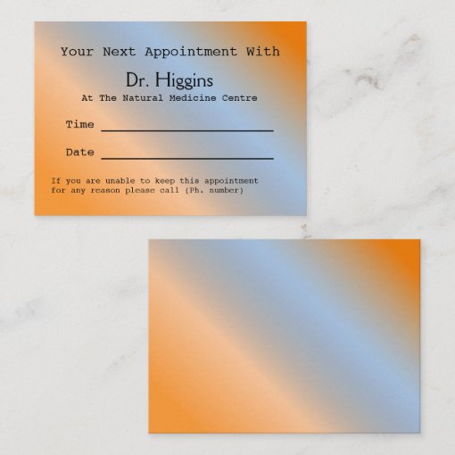 Modern Orange Medical Dental Appointment Card | Zazzle