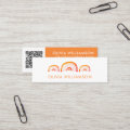 Modern Orange Rainbow Watercolour QR code Mini Business Card | Zazzle