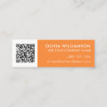 Modern Orange Rainbow Watercolour QR code Mini Business Card | Zazzle