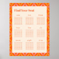 Modern Orange Retro Geometric Custom Seating Chart | Zazzle