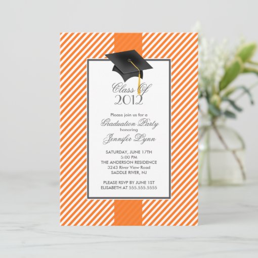 Modern Orange Stripe Graduation Party Invitation | Zazzle