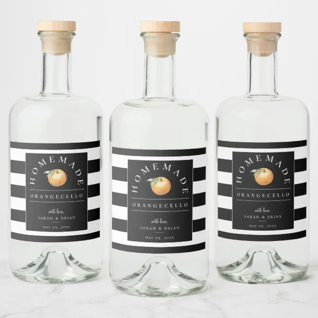 Modern Orangecello Black Stripe Beverage Label | Zazzle
