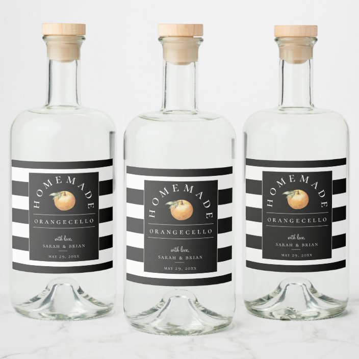 Modern Orangecello Black Stripe Beverage Label | Zazzle