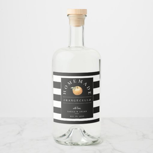 Modern Orangecello Black Stripe Beverage Label | Zazzle