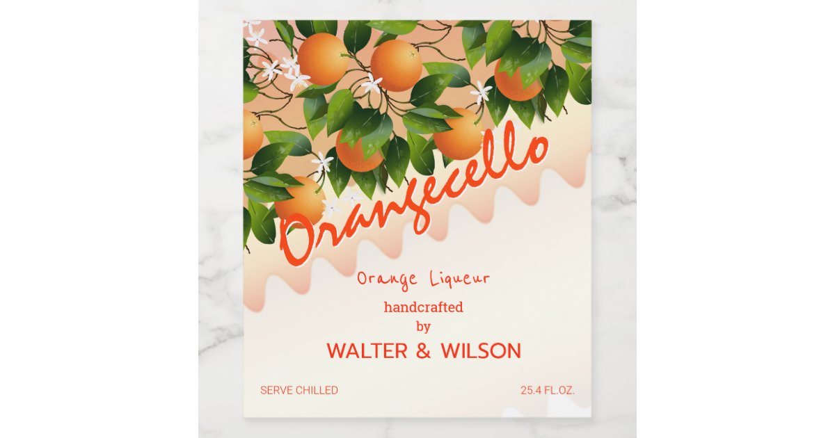 Modern Orangecello Orange Wine Label | Zazzle
