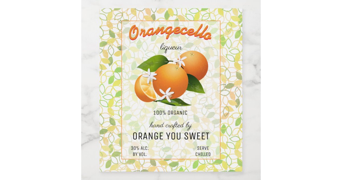 Modern Orangecello Tall Bottle Label | Zazzle
