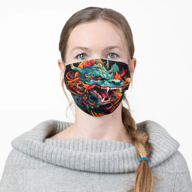 Modern Oriental Dragon Majesty Adult Cloth Face Mask | Zazzle