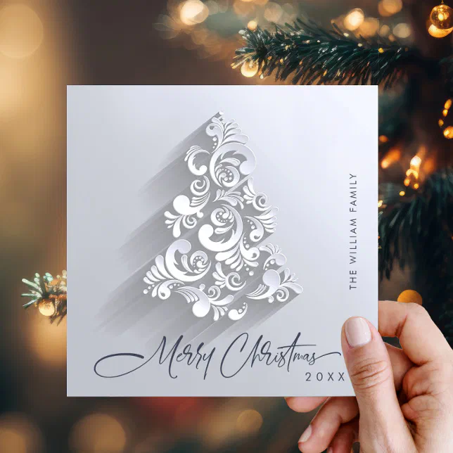 Modern Ornament Christmas Tree Greeting Simple Holiday Card | Zazzle
