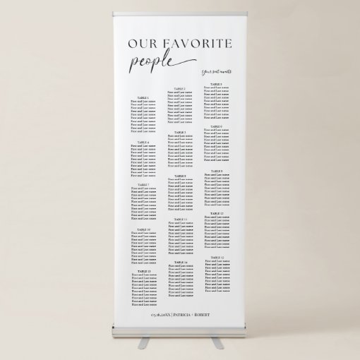 Modern Our Favorite People Wedding Seating Chart Retractable Banner ...