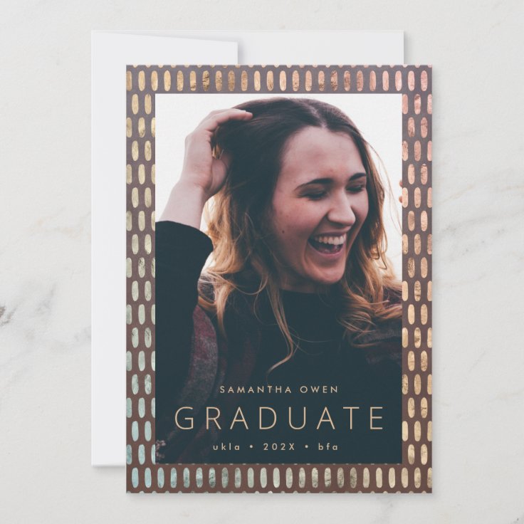 Modern Oval Border Photo Grad Announcement | Zazzle