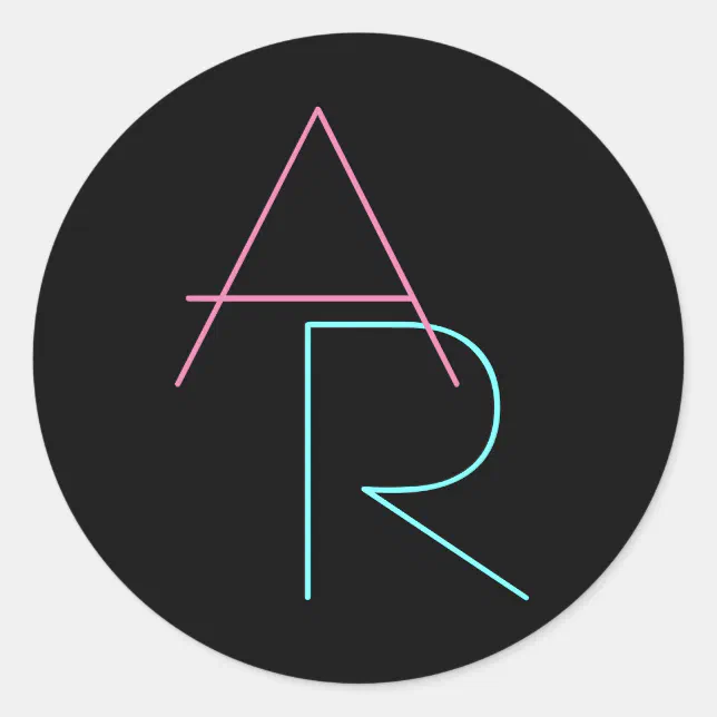 Modern Overlapping Initials | Pink Turquoise Black Classic Round ...