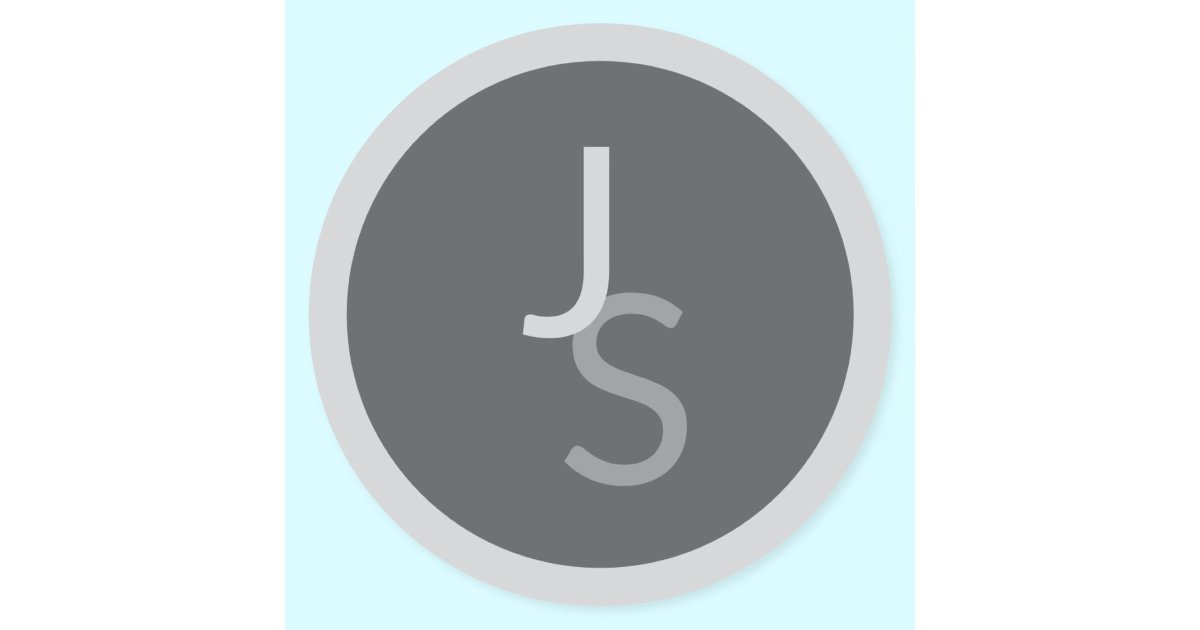 Modern Overlapping Monogrammed Initials | Gray Classic Round Sticker ...