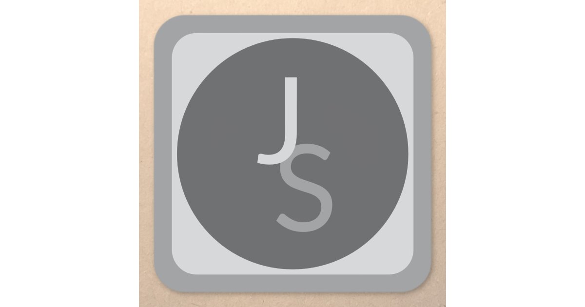 Modern Overlapping Monogrammed Initials | Gray Square Sticker | Zazzle