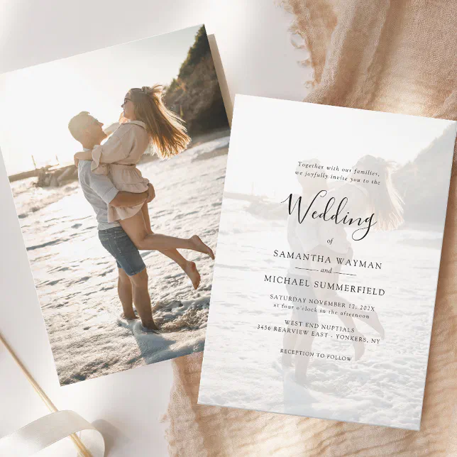 Modern Overlay Photo Wedding Invitation | Zazzle