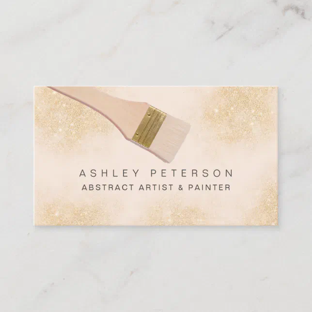 Modern paint brush artist photo glitter dust business card | Zazzle