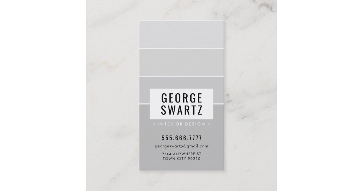MODERN PAINT CHIP simple smart ombre pale gray Business Card | Zazzle