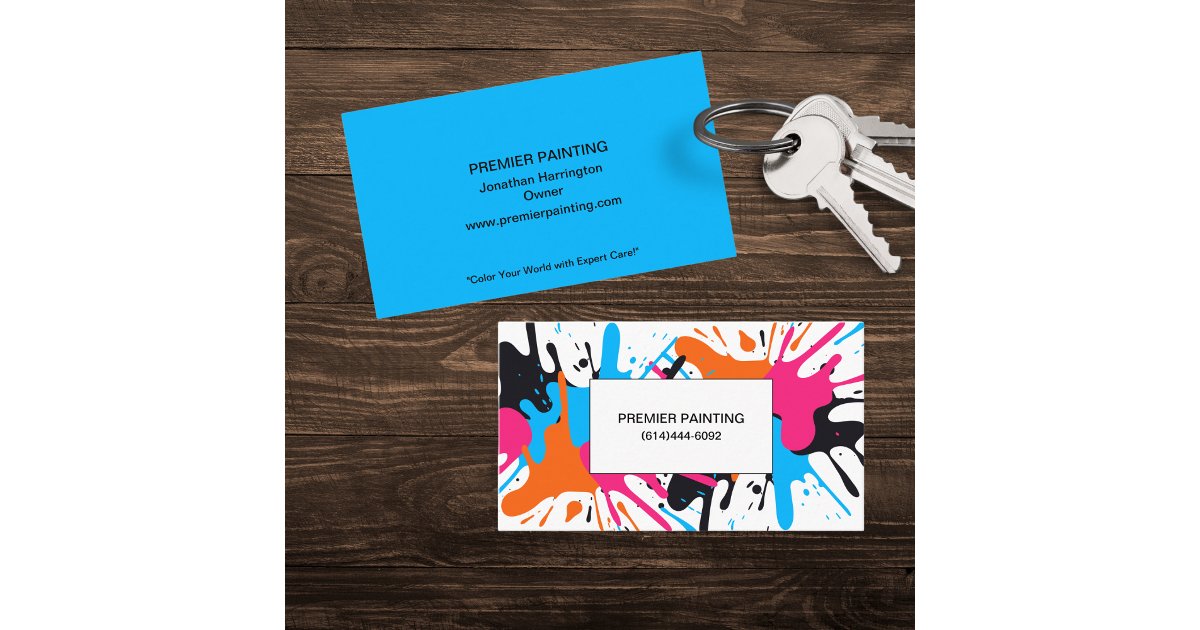 Modern Paint Splatter Business Card | Zazzle