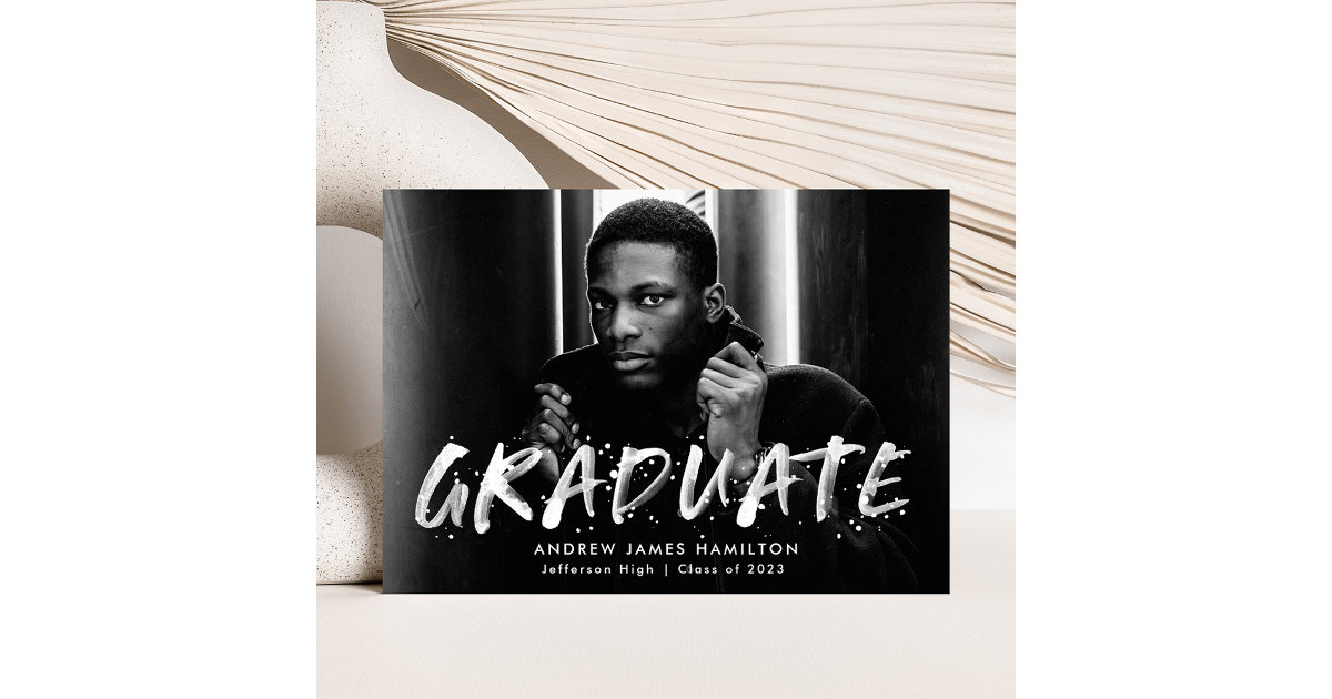 Modern Paint Splatter Photo Graduation Announcement | Zazzle