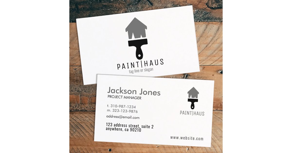 Modern Painting Home Paint Brush Business Cards | Zazzle