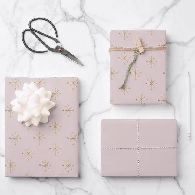 Modern Pale Blush Pink | Gold Star Wrapping Paper Sheets | Zazzle
