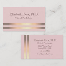 Modern Pale Pink Gold Striped Business Card | Zazzle