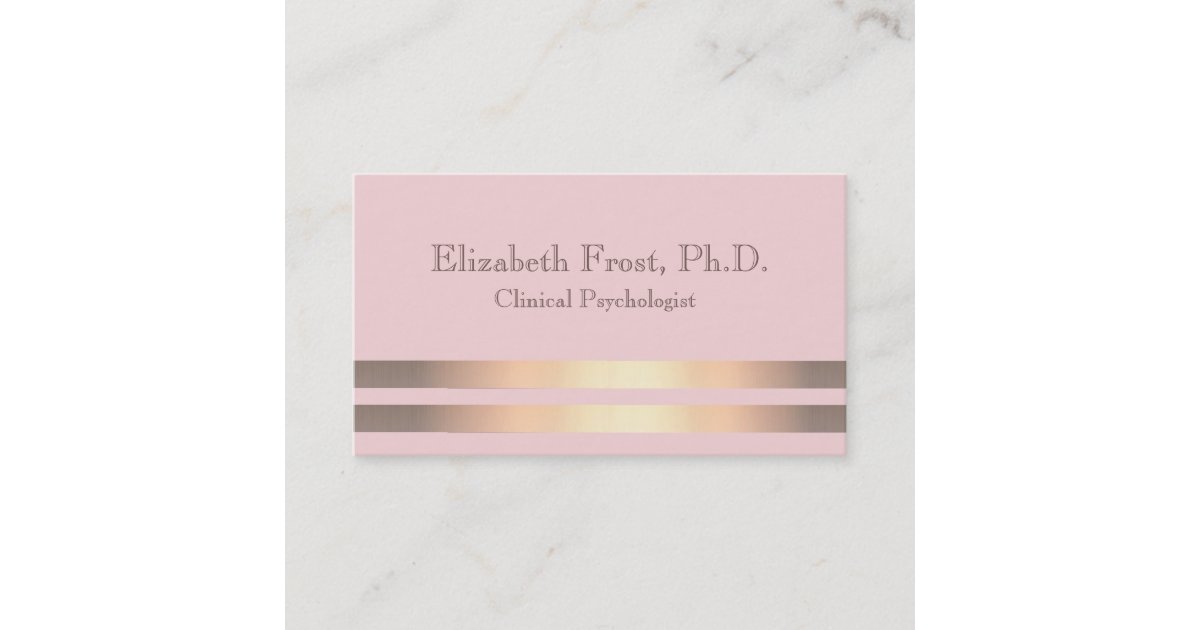 Modern Pale Pink Gold Striped Business Card | Zazzle