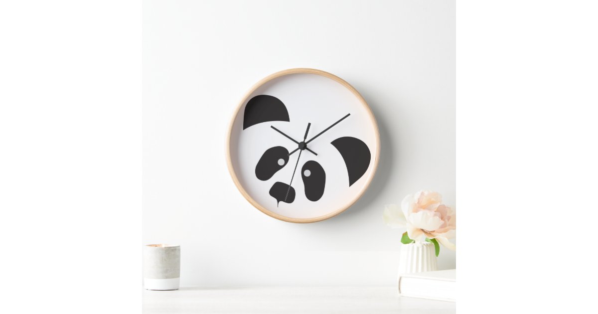 Modern Panda Wall Clock, 10" Round Clock | Zazzle