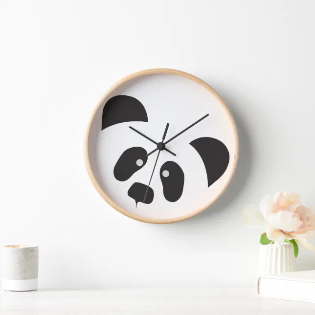 Modern Panda Wall Clock, 10" Round Clock | Zazzle