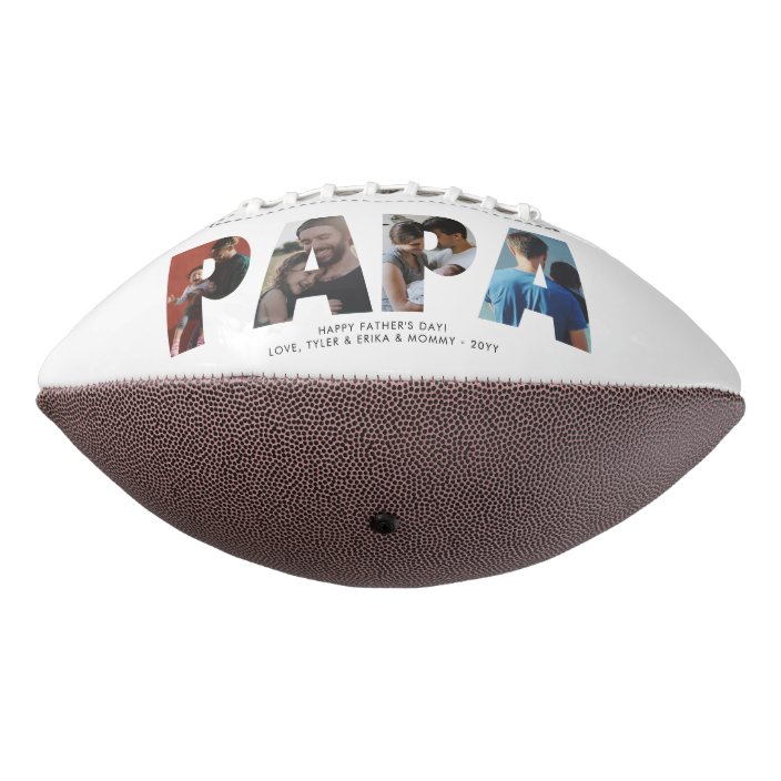 Modern PAPA Photo Collage Chic Happy Father's Day Football | Zazzle