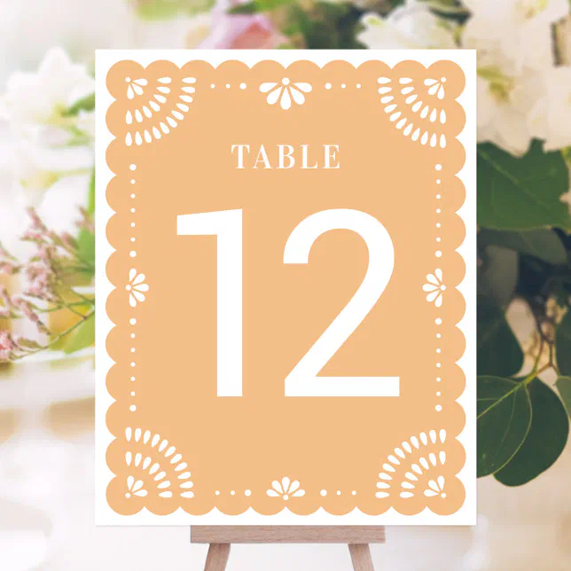 Modern Papel Picado Wedding Table Number, Yellow | Zazzle