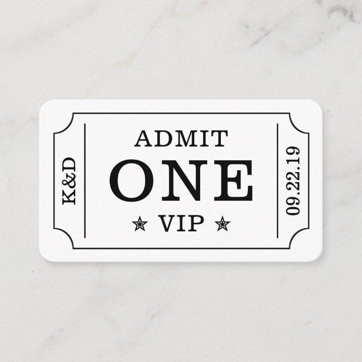 Modern Party Admission Ticket - Black & White Enclosure Card | Zazzle