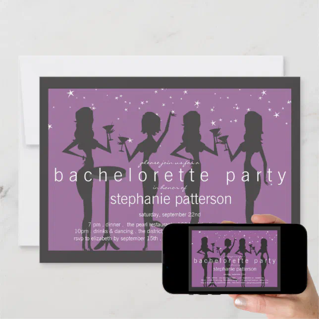 Modern Party Girls Cocktail Bachelorette Party Invitation | Zazzle